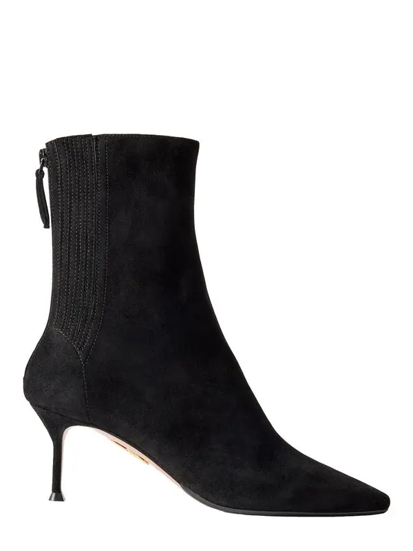 AQUAZZURA Saint Honoré 65 Suede Ankle Boots - Black