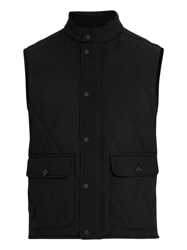 Ralph Lauren Purple Label Carleton Quilted Snap-front Vest - Black