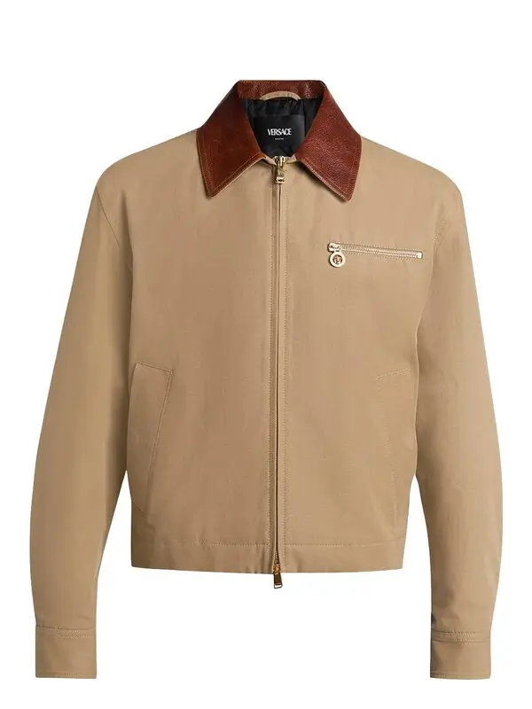 Versace Leather Collar Blouson Jacket - Warm Beige