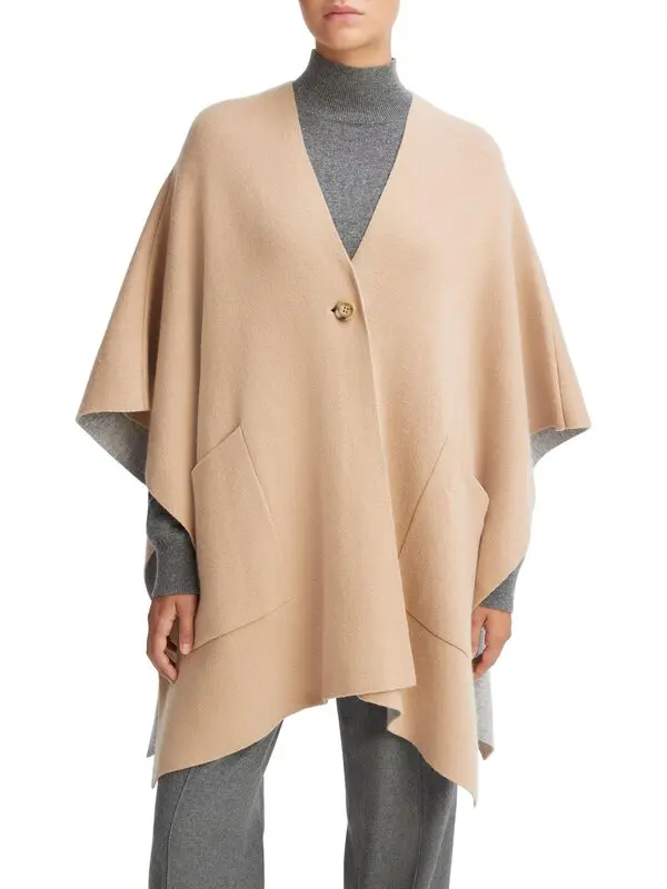Vince Wool And Cashmere Double-face Cape - Camel Grey