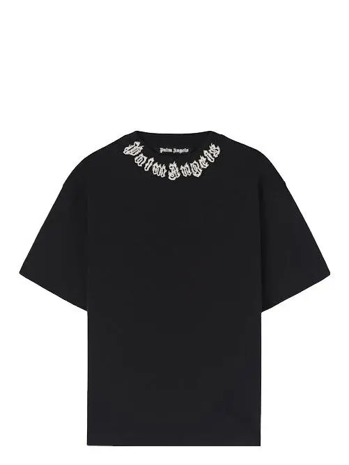Palm Angels Neck Logo T-shirt - Black/white