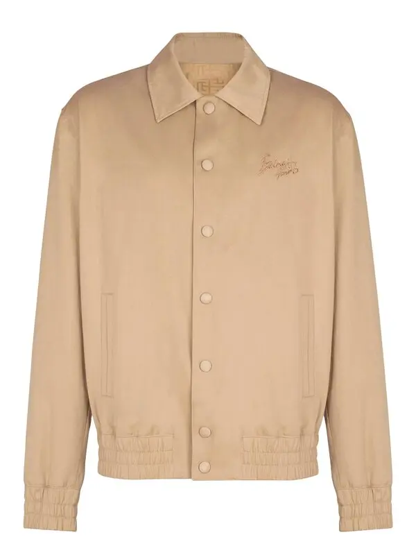 Balmain Cotton Twill Bomber Jacket - Beige