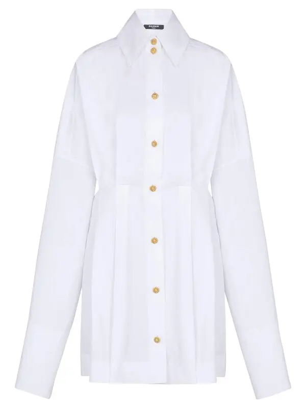 Balmain Cotton Poplin Shirt Dress - White