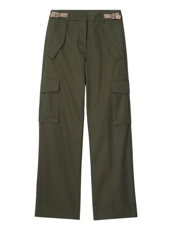 Burberry Cotton Gabardine Cargo Trousers - Green
