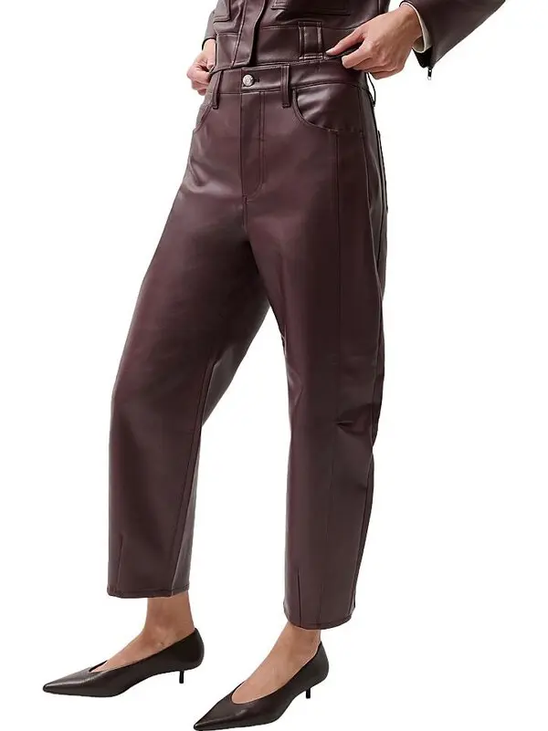 PISTOLA Eli High-rise Faux Leather Crop Jeans - Cabernet