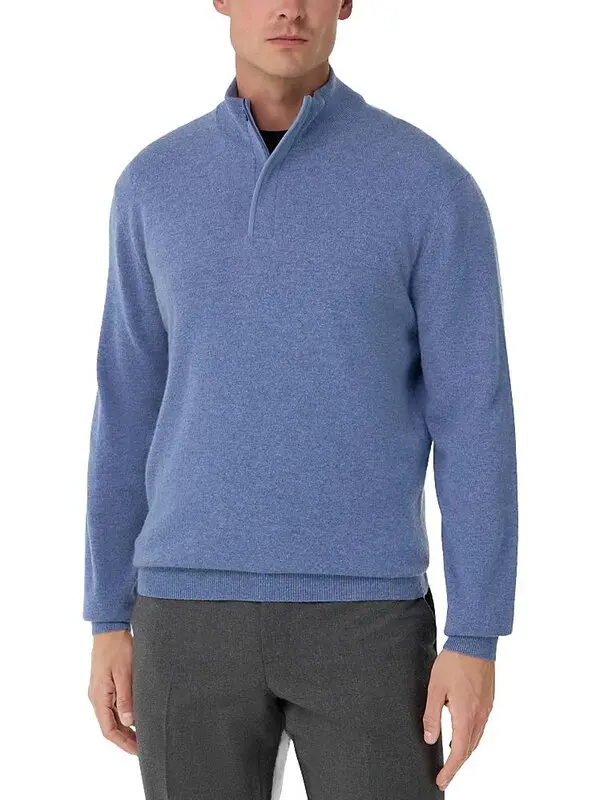 Boggi Milano Half-zip Cashmere Wool Sweater - Indigo