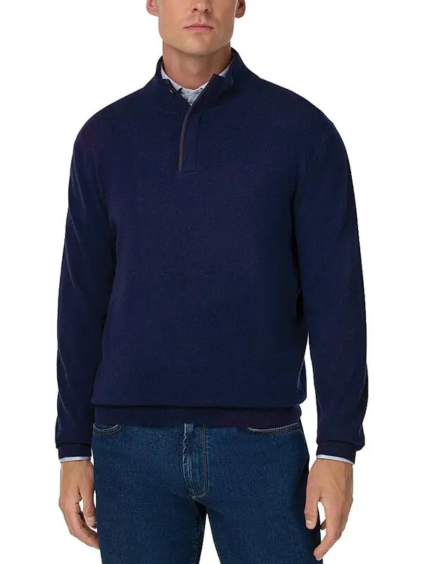 Boggi Milano Half-zip Cashmere Wool Sweater - Navy Blue