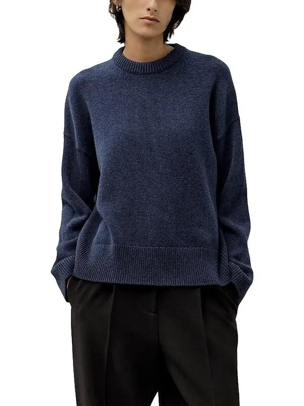 Lilysilk Oversized Crewneck Wool Cashmere Sweater - Indigo