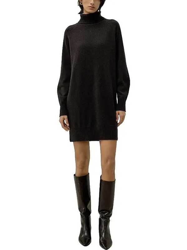 Lilysilk Wool Cashmere Turtleneck Sweater Dress - Espresso