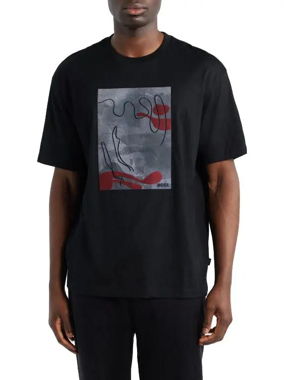 BOSS Tames Cotton Graphic T-shirt - Black