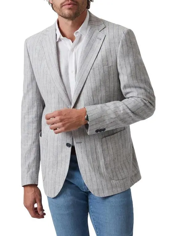 34 Heritage Matteo Check & Stripe Sport Coat - Grey Melange