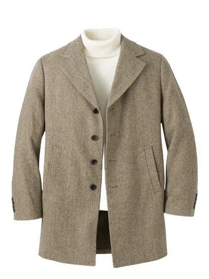 PAUL FREDRICK Herringbone Topcoat - Tan