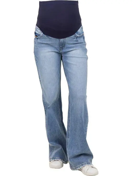 PINKBLUSH Wide Leg Maternity Jeans - Blue