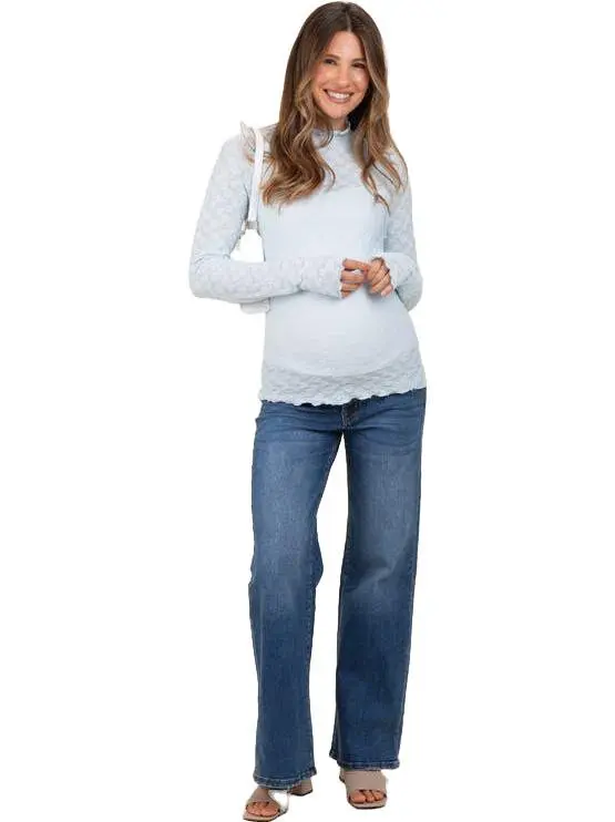 PINKBLUSH Wide Leg Maternity Jeans - Blue