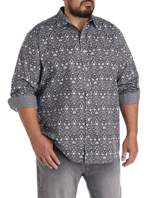 SYNRGY BY DXL Big & Tall Floral Sport Shirt - Black Multi