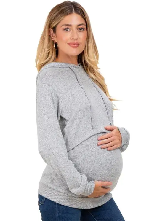 PINKBLUSH Maternity Nursing Hoodie - Heather Grey