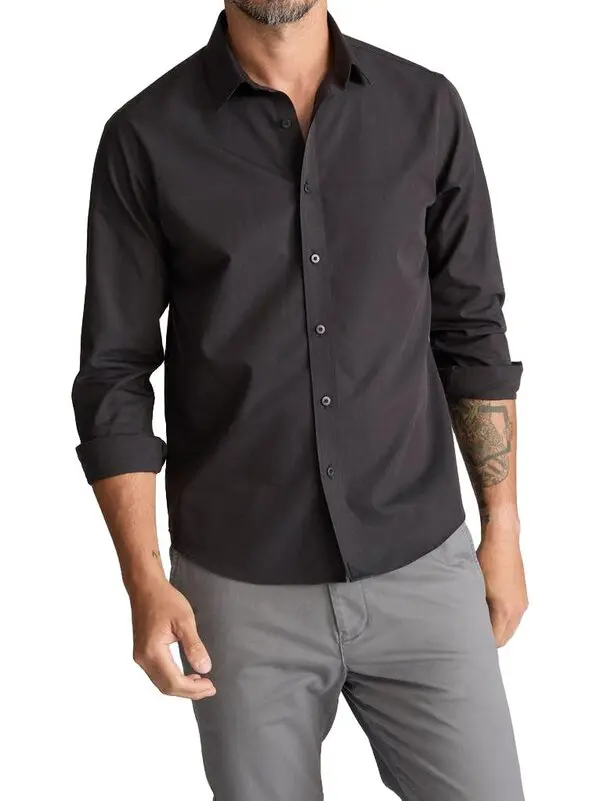 UNTUCKIT Stone Wrinkle Free Cotton Button-up Shirt - Black