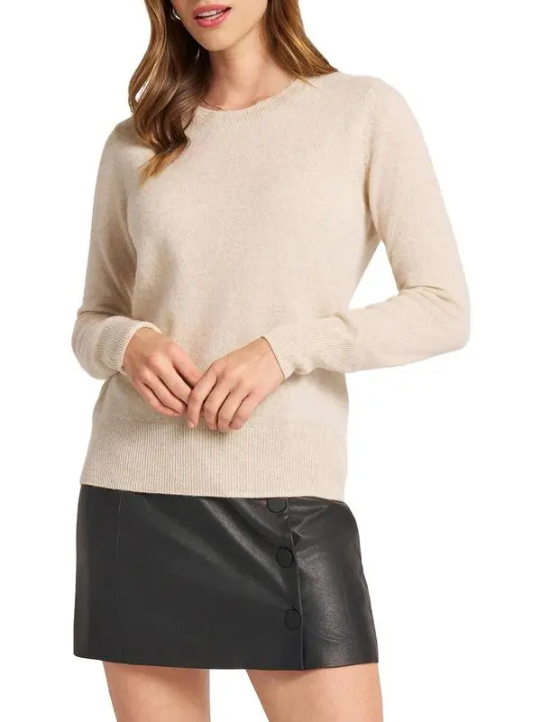 Matty M. Gramercy Cashmere Sweater - Heather Oatmeal Beige