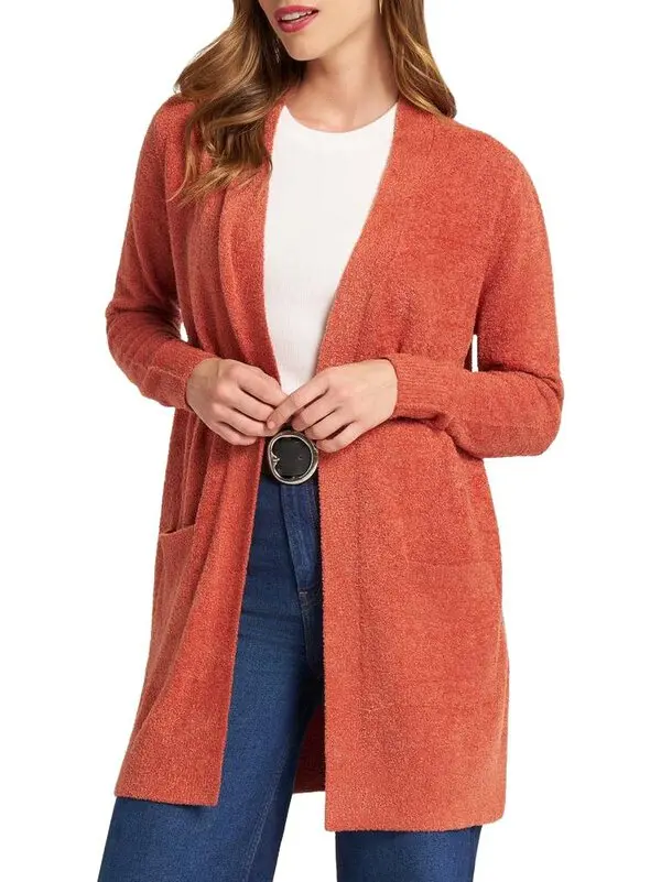 Matty M. Claire Longline Open Front Cardigan - Sienna Orange