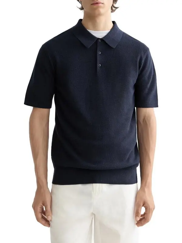 Scotch & Soda Structured Knit Cotton Polo - Sky Captain