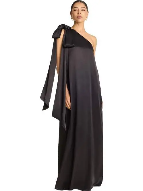 DIARRABLU One-shoulder Fsc® Certified Viscose Gown - Nala Noir