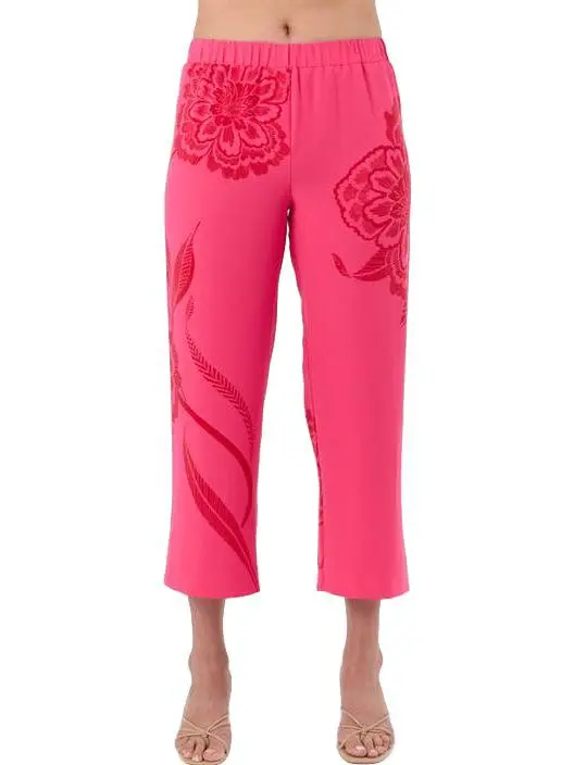 Trina Turk Statue Cropped Wide Leg Pants - Rosewater/reina Red