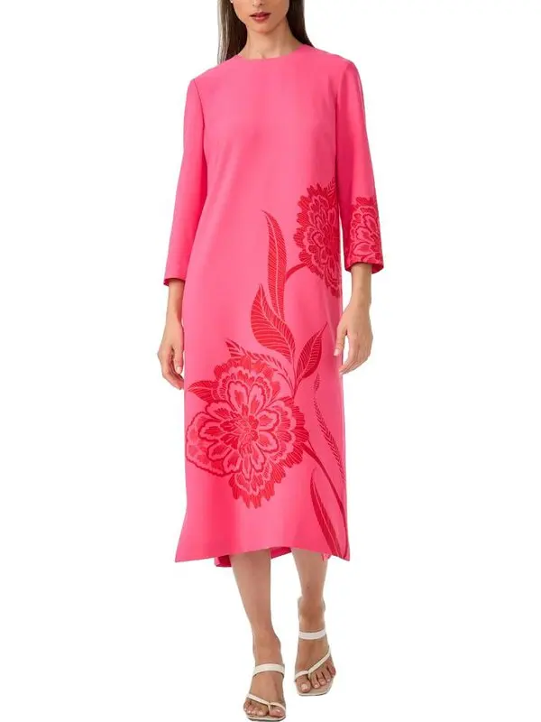 Trina Turk Cointreau Midi Shift Dress - Rosewater/reina Red