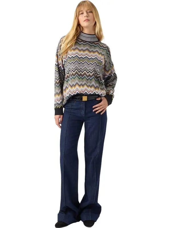 Missoni Oversized High-neck Sweater With Chevron Pattern - Multicoloured