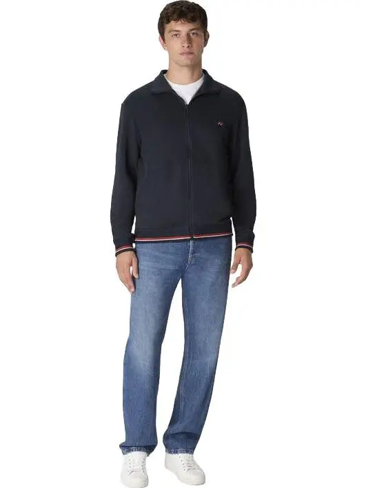 Missoni Zip-up High-neck Sweatshirt With Knit Embroidery And Logo - Blue