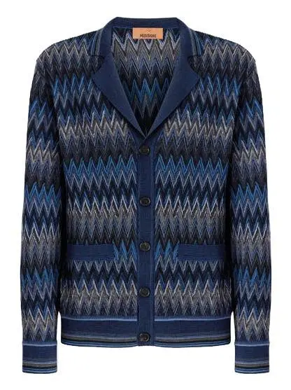 Missoni Zigzag Wool Cardigan - Blue & Grey