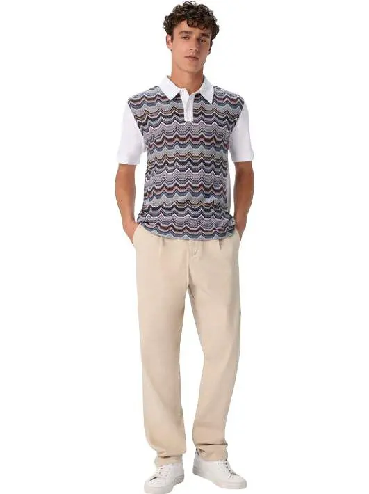 Missoni Short Sleeve Polo With Geometric Zigzag Pattern - Multicoloured