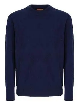Missoni Cashmere Chevron Crew Neck Sweater - Blue