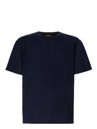 Missoni Crew Neck T-shirt In Cotton-viscose Raschel - Blue