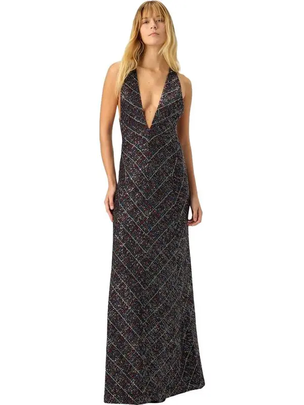 Missoni Long Dress With V-neck And Check Pattern - Multicoloured
