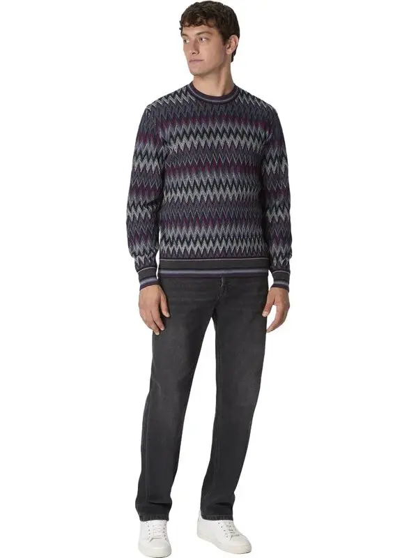 Missoni Crew Neck Sweater With 3d Zigzag Pattern - Multicoloured