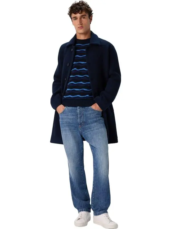 Missoni Zigzag Pattern Double Knit Coat - Blue
