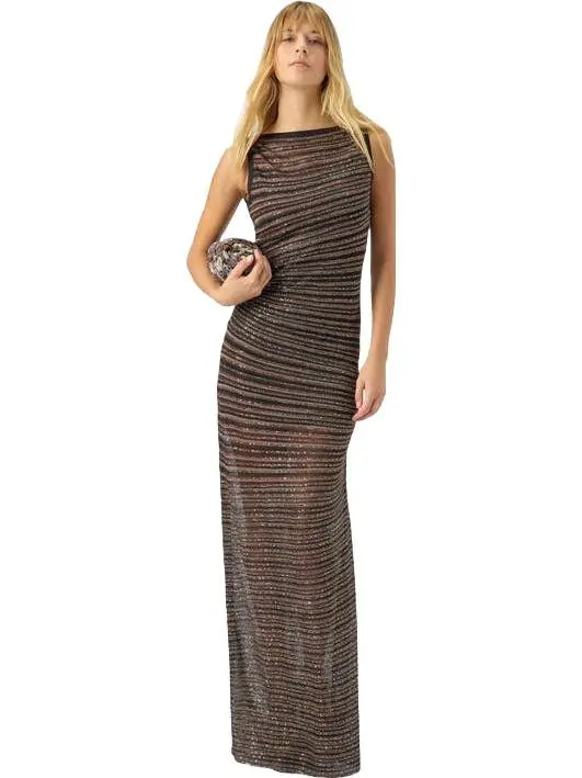 Missoni Long Striped Knit Dress - Black & Brown