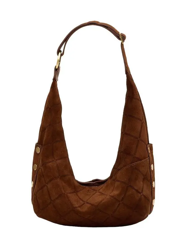 HAMMITT Tom Zip Medium Hobo Bag - Chocolate Diamond Suede/gold