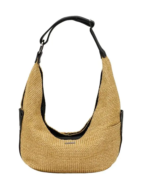 HAMMITT Tom Zip Medium Hobo Bag - Noir Smooth Raffia/gunmetal
