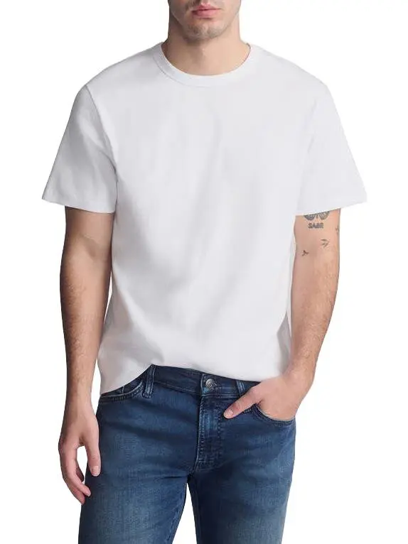MAVI Crewneck Stretch Cotton Rib T-shirt - White