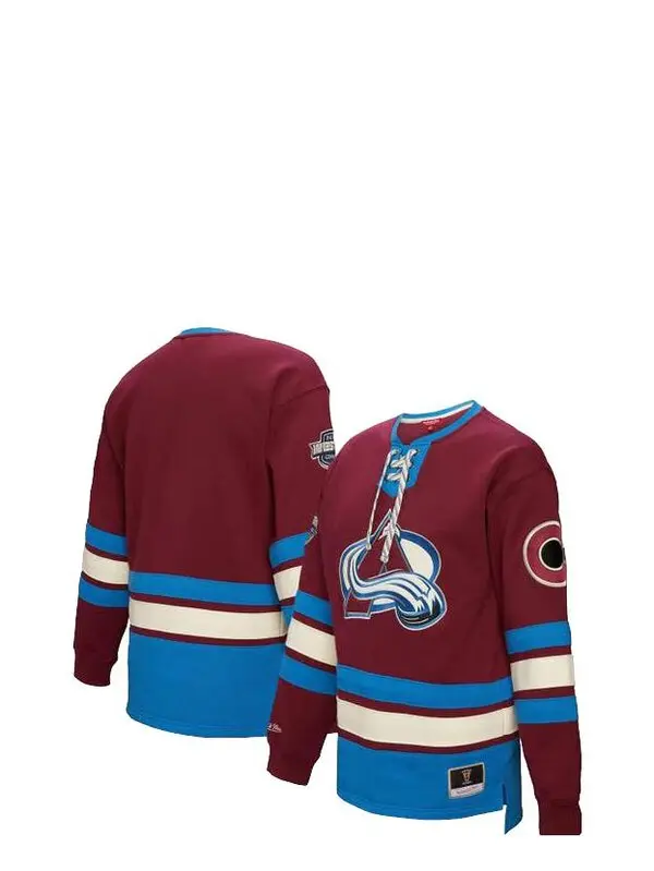 Mitchell & Ness Colorado Avalanche Heritage Lace-up Pullover Sweatshirt - Burgundy