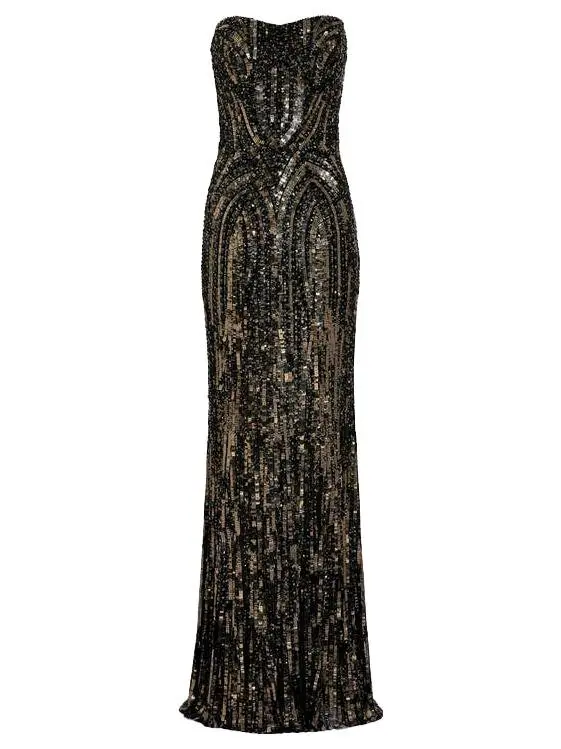 Jenny Packham Euphoria Sequin-embellished Strapless Gown - Liquorice