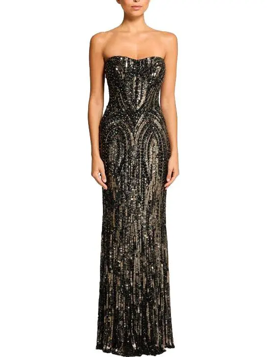 Jenny Packham Euphoria Sequin-embellished Strapless Gown - Liquorice