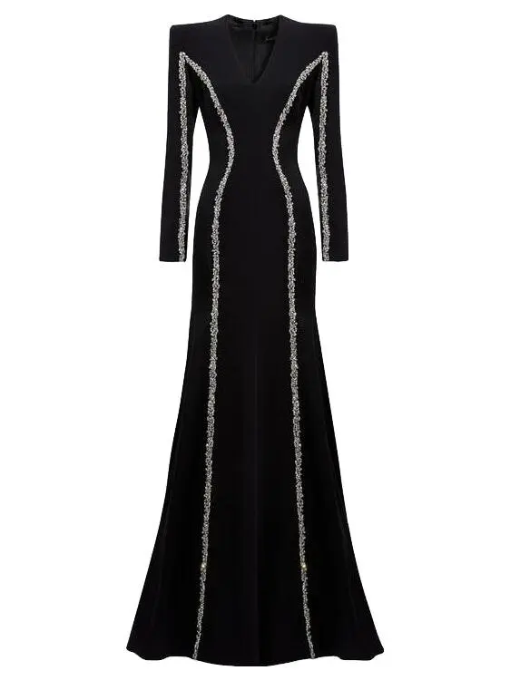 Jenny Packham Ghost Orchid Embellished Maxi Dress - Liquorice
