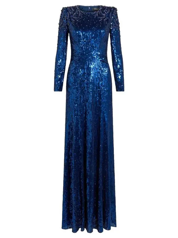 Jenny Packham Dulcet Sequin-embellished Gown - Blackthorne Blue