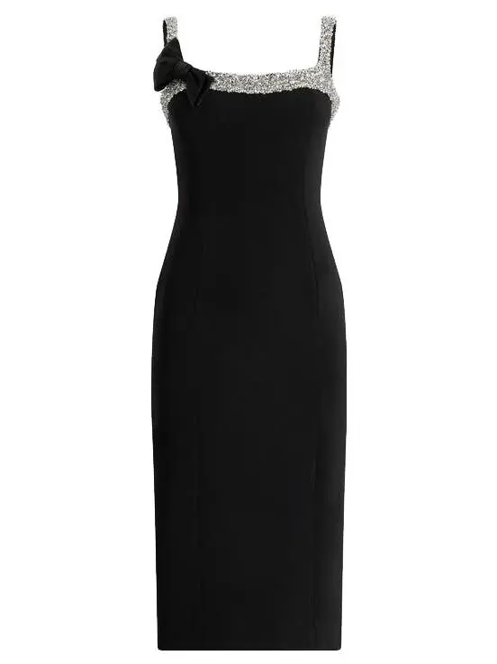 Jenny Packham Lucy Crystal-embellished Bow Midi Dress - Liquorice