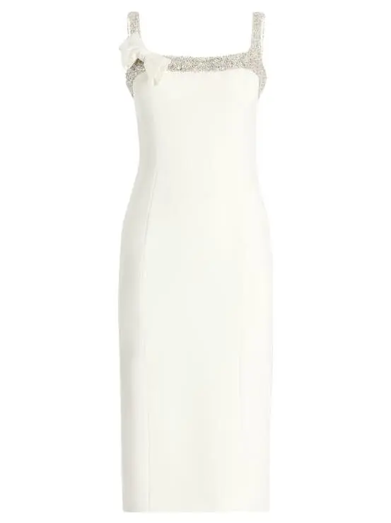 Jenny Packham Lucy Crystal-embellished Bow Midi Dress - Vanilla