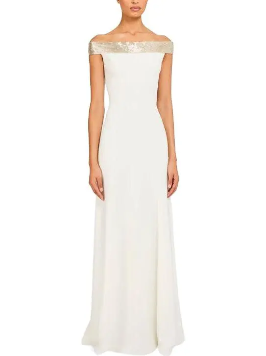 Jenny Packham Enigma Off-the-shoulder Gown - Vanilla