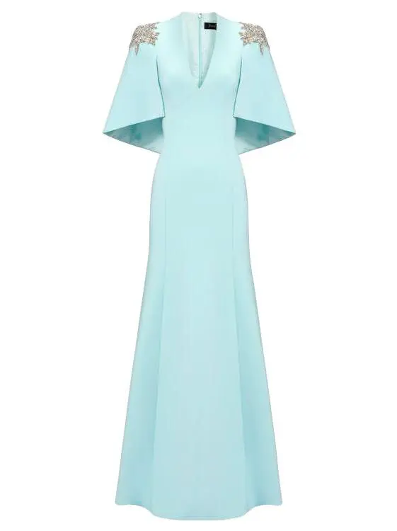 Jenny Packham Star Shower Rhinestone-embellished Maxi Dress - Crystal Aqua