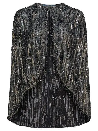 Jenny Packham Sequin Embellished Cape - Liquorice
